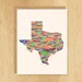 Hand-lettered Texas Card, Texas Gift, Texas Shape, Texas Cities Card ...