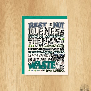 Hand-lettered Rest is Not Idleness Card, Inspirational Hand-lettered ...