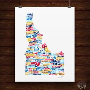 Hand-lettered Idaho Print, Idaho Art, Idaho Shape, Idaho Gift, Idaho ...