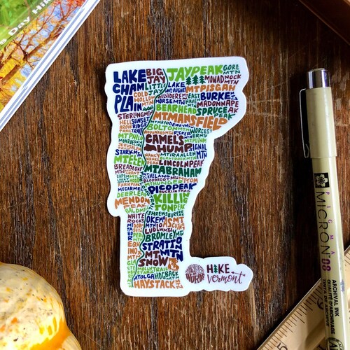 Hand-lettered Hike New Hampshire Sticker Mountains of New - Etsy