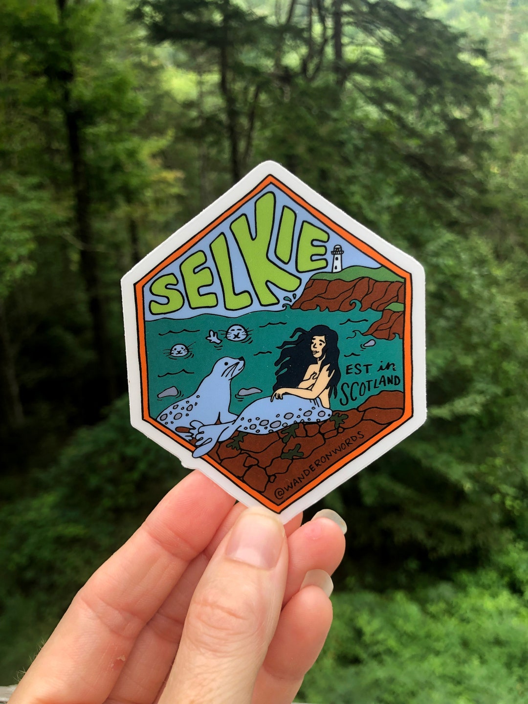 Hand-lettered Selkie Sticker, Selkie Art Sticker, Mythological Critter ...