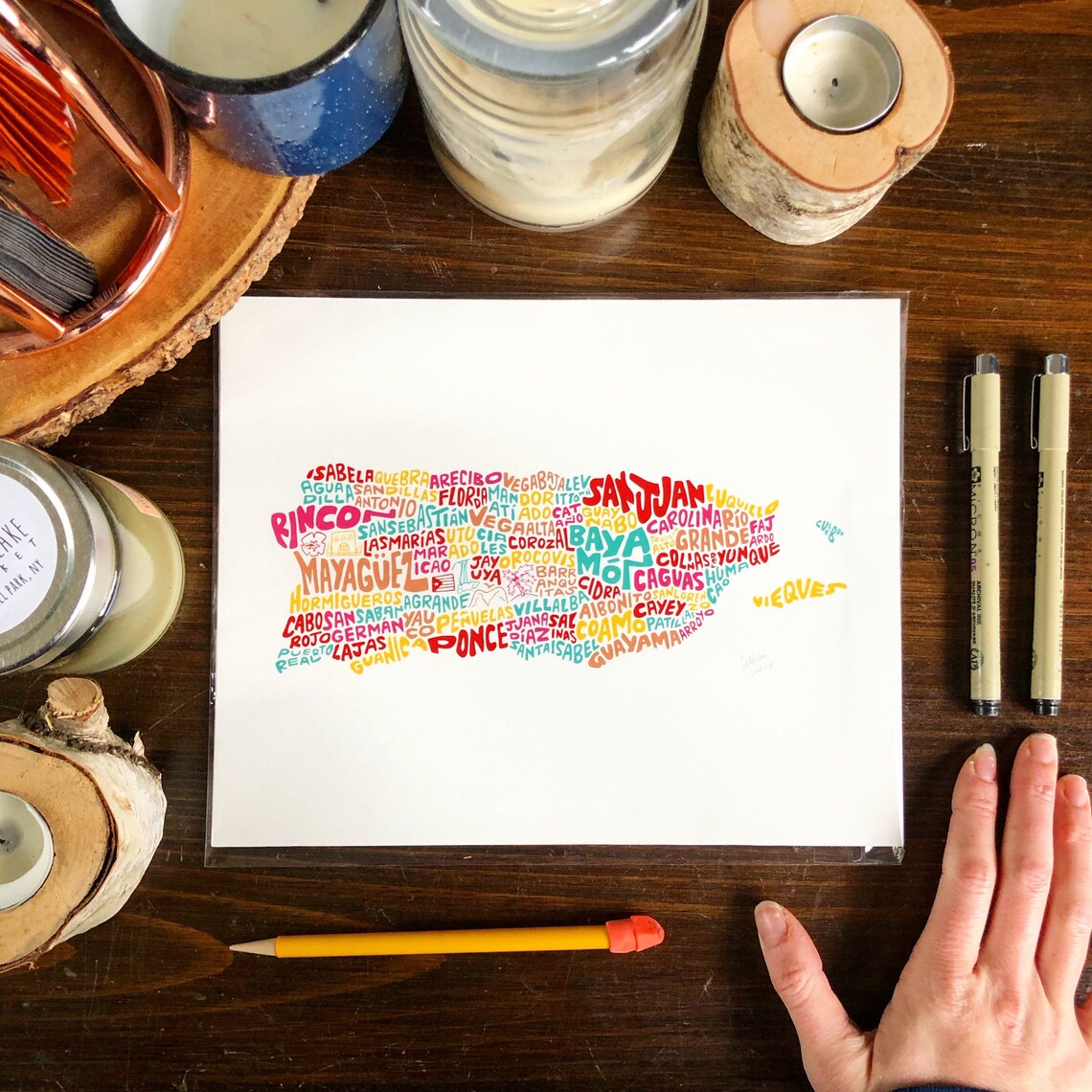 Hand-lettered Puerto Rico Card, Puerto Rico Design, Puerto Rico Gift ...