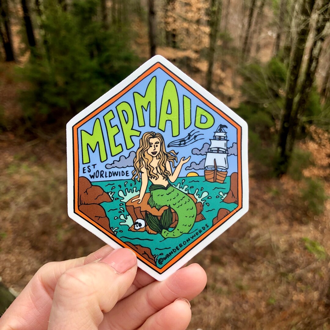 Hand-lettered Mermaid Sticker, Mermaid Art Sticker, Mythological ...
