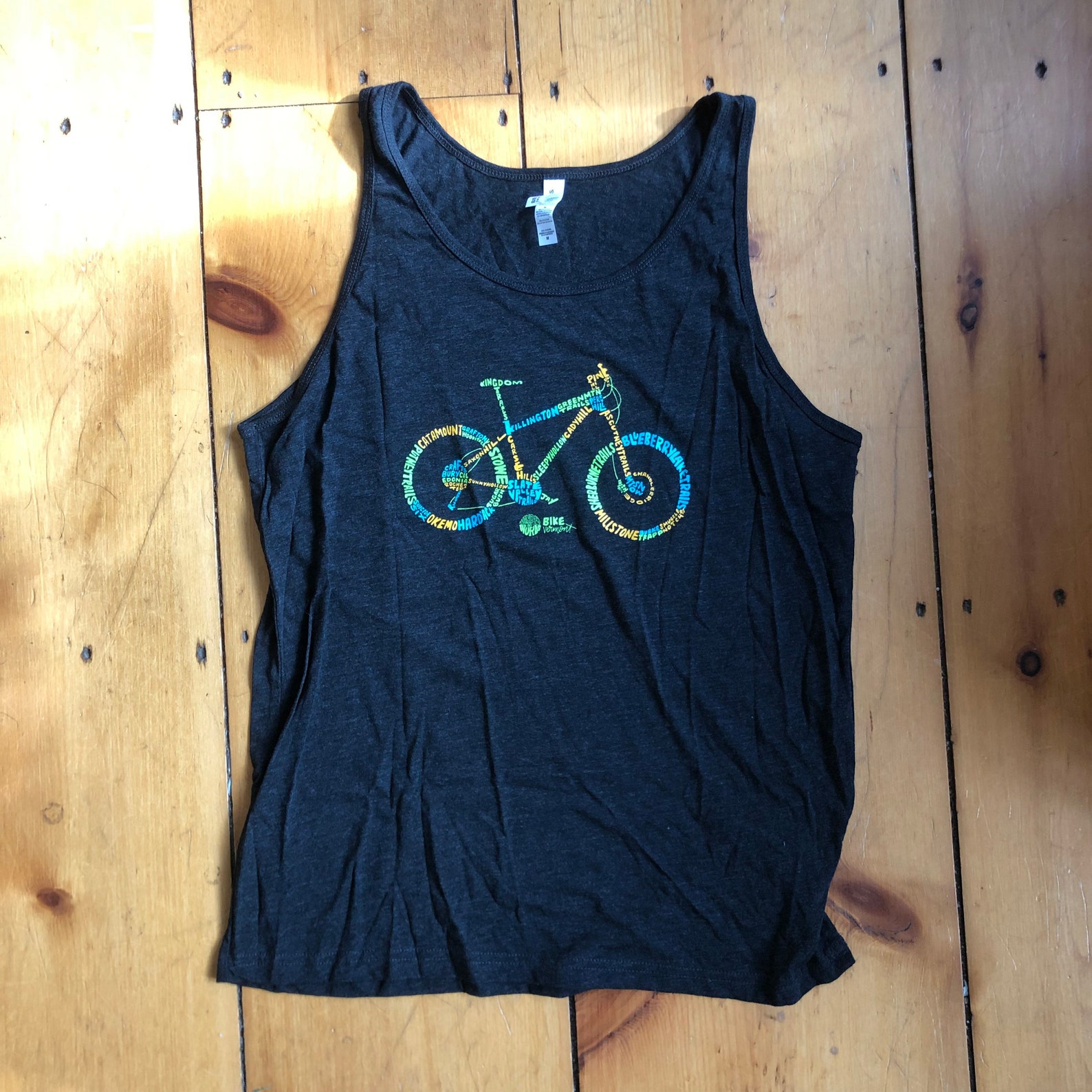 Bike Vermont Hand-lettered Dark Gray Soft Tank Top, Bike Tank, Vermont ...