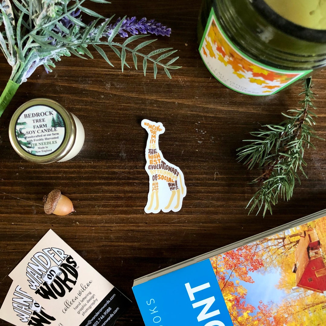 Hand-lettered Giraffe Sticker, Inspirational Sticker, Animal Sticker ...