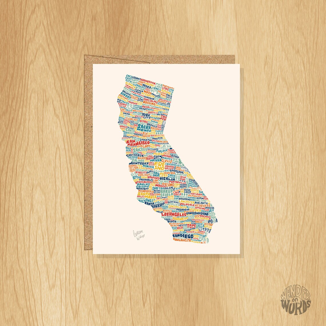 Hand-lettered California Card California Gift California | Etsy