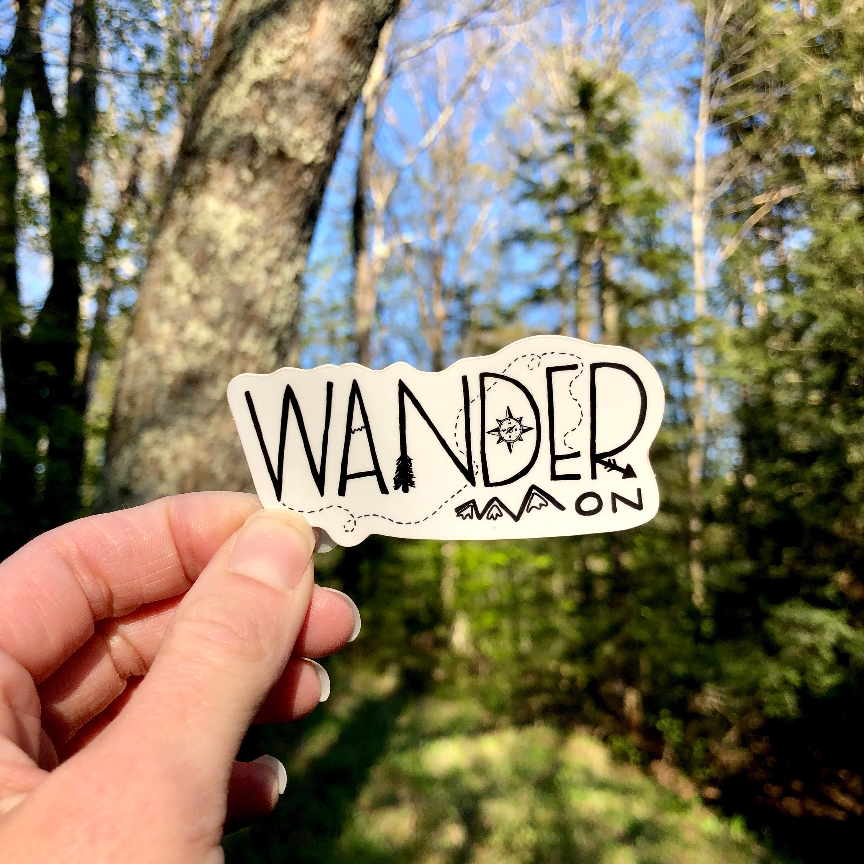Hand-Lettered Wander On Sticker Adventure Sticker Wanderer | Etsy