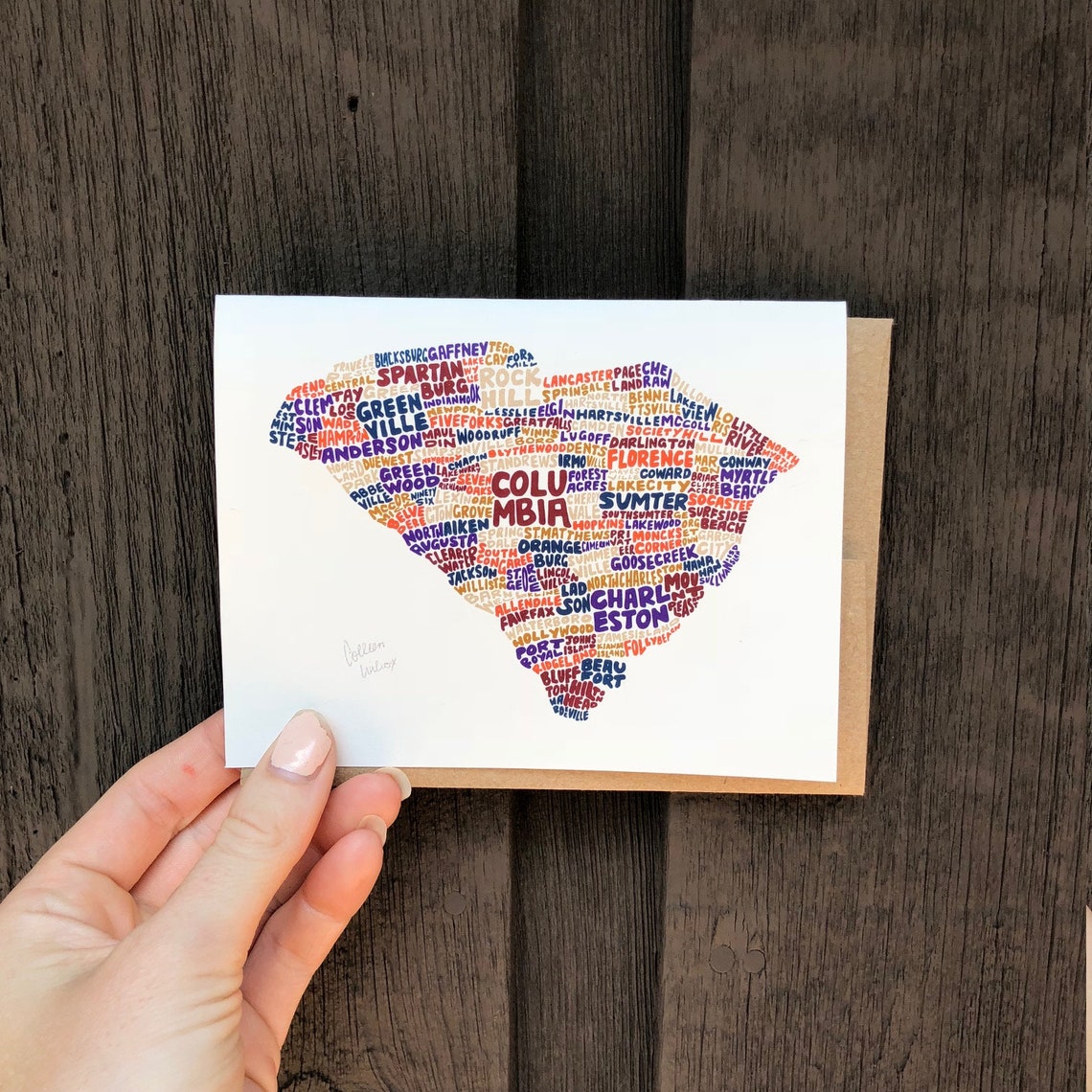 Hand-lettered South Carolina Card South Carolina Gift South - Etsy