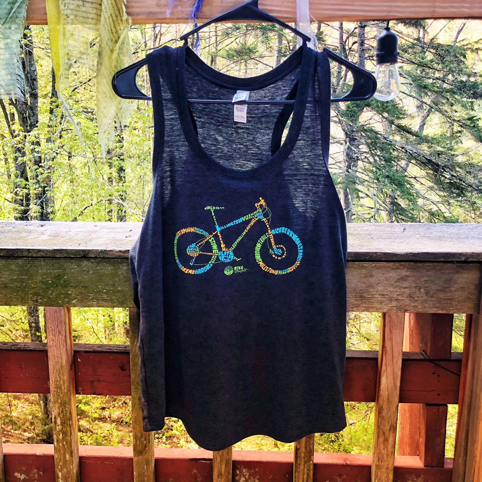 Bike Vermont Hand-lettered Dark Gray Soft Tank Top, Bike Tank, Vermont ...