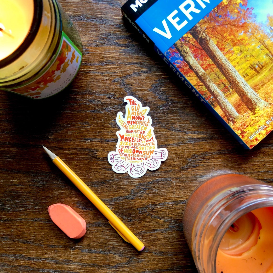 Hand-lettered Campfire Sticker, Camping Sticker, Nature Lover Sticker ...