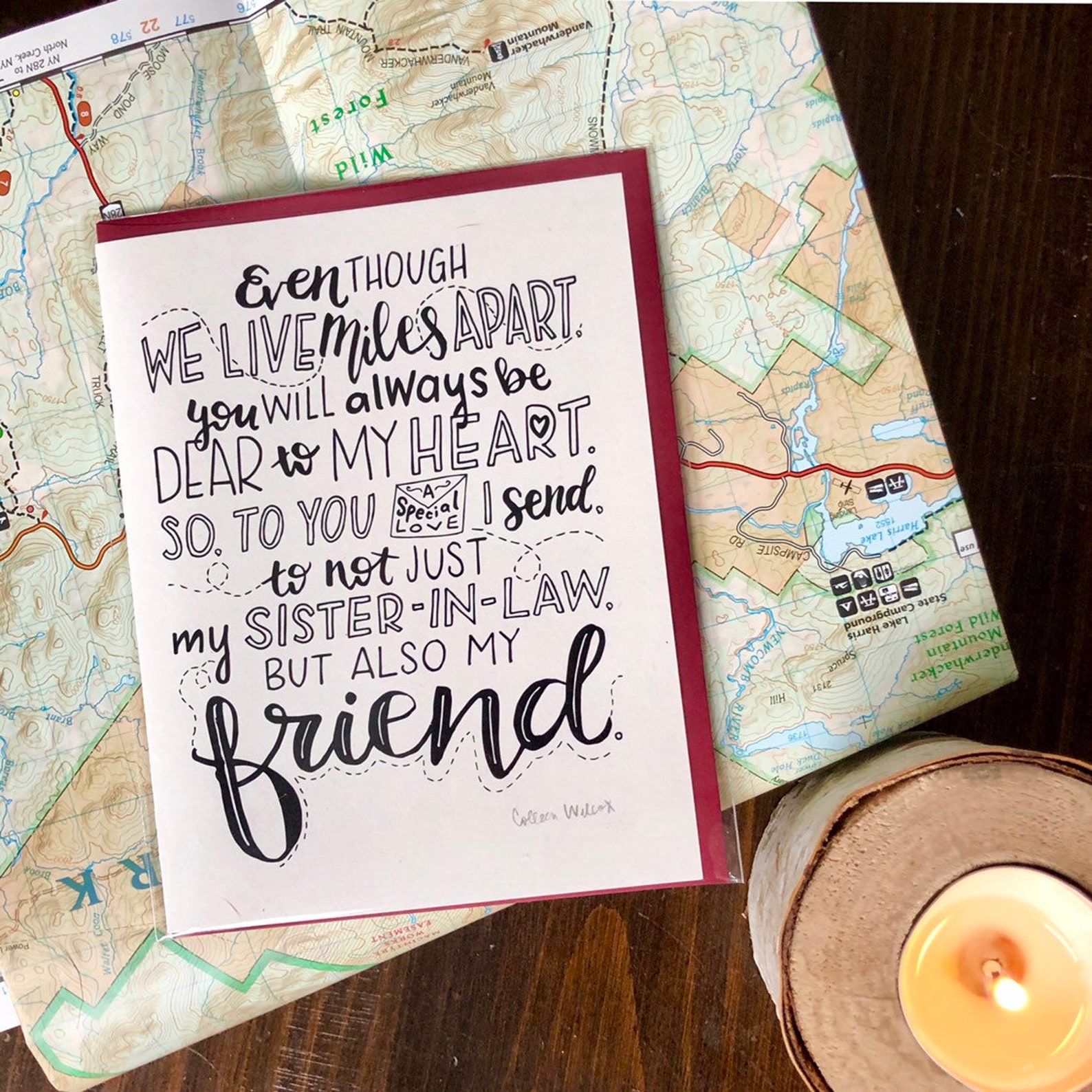 Hand-lettered Sister-in-law Card Long Distance Sister Card - Etsy