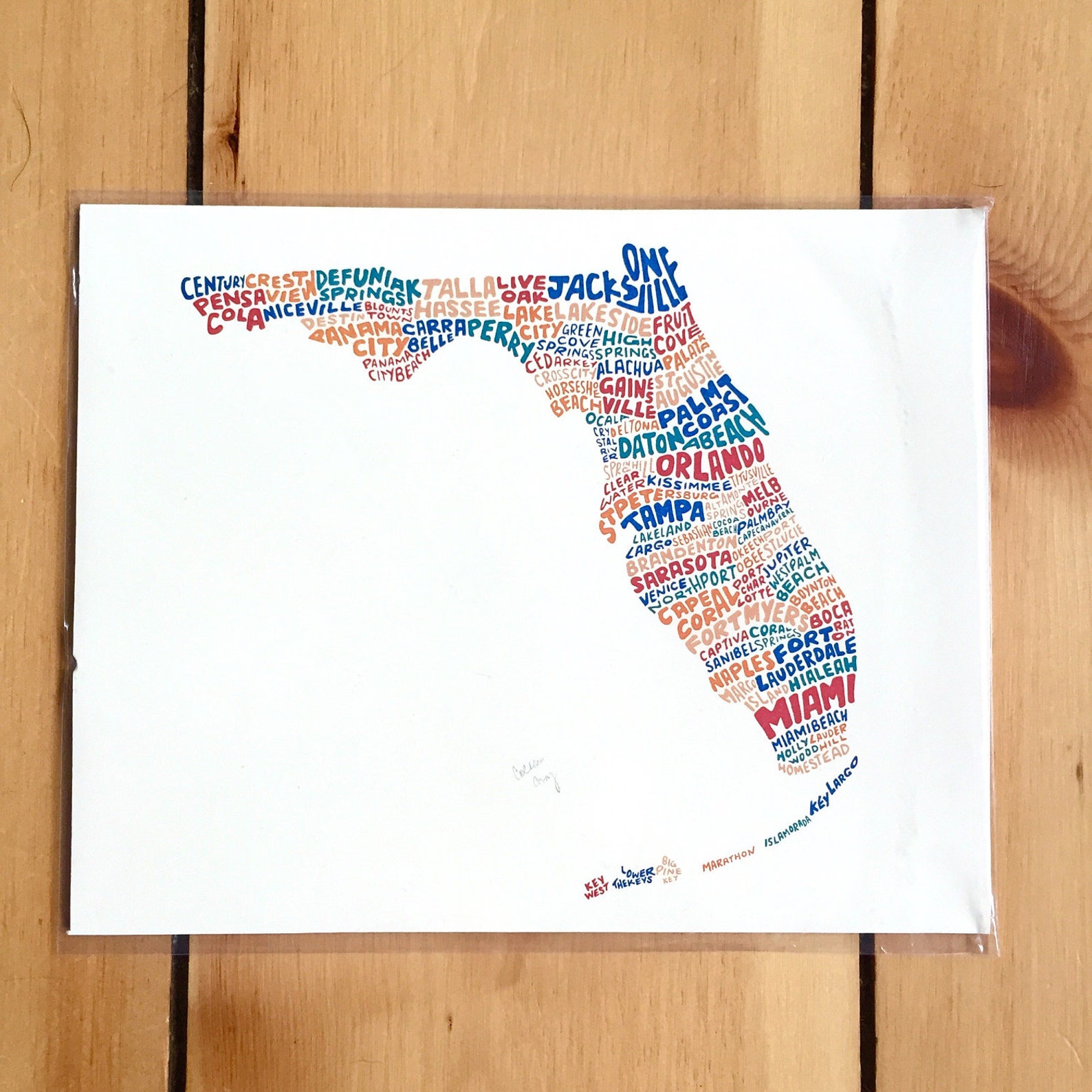 Hand-lettered Florida State Print Florida Art Florida - Etsy