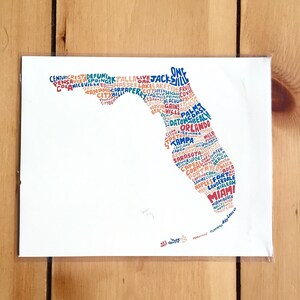 Hand-lettered Florida State Print, Florida Art, Florida Design, Florida ...