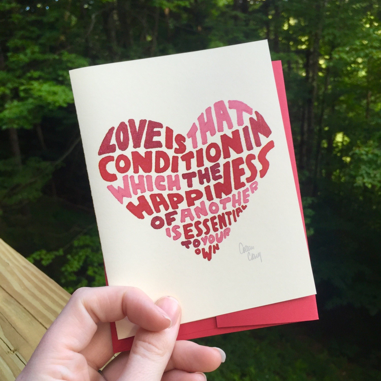 Hand-lettered Love Heart Card Love Card Unique Wedding Card | Etsy