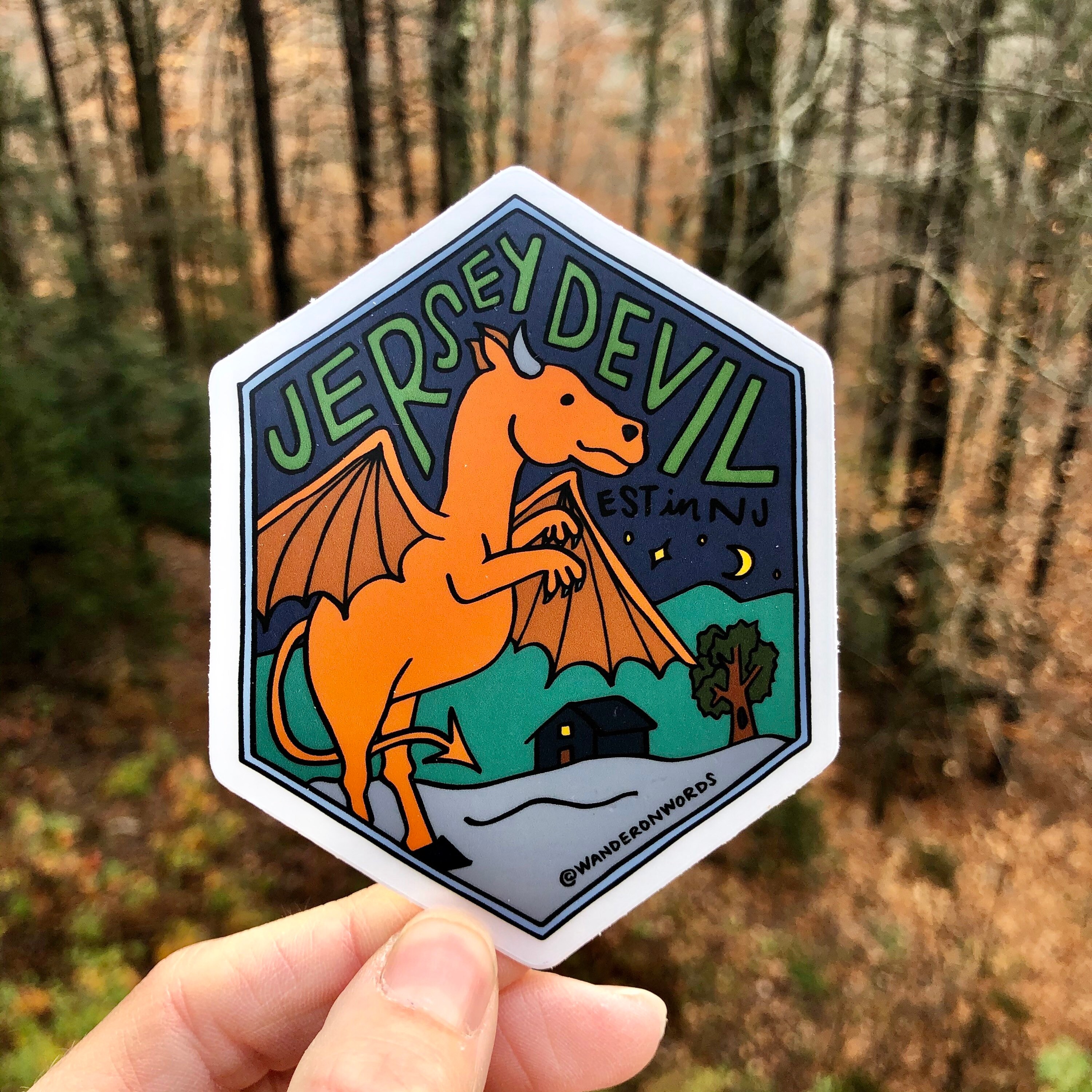 Hand-lettered Jersey Devil Sticker New Jersey Sticker | Etsy