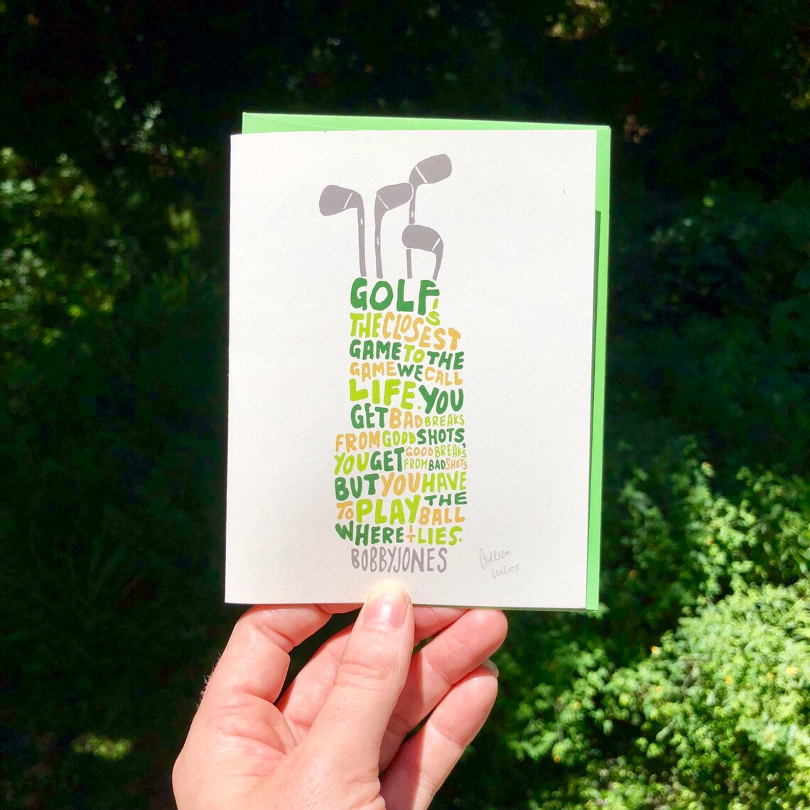 Hand-lettered Inspirational Golf Card Golf Shape Card Golf - Etsy