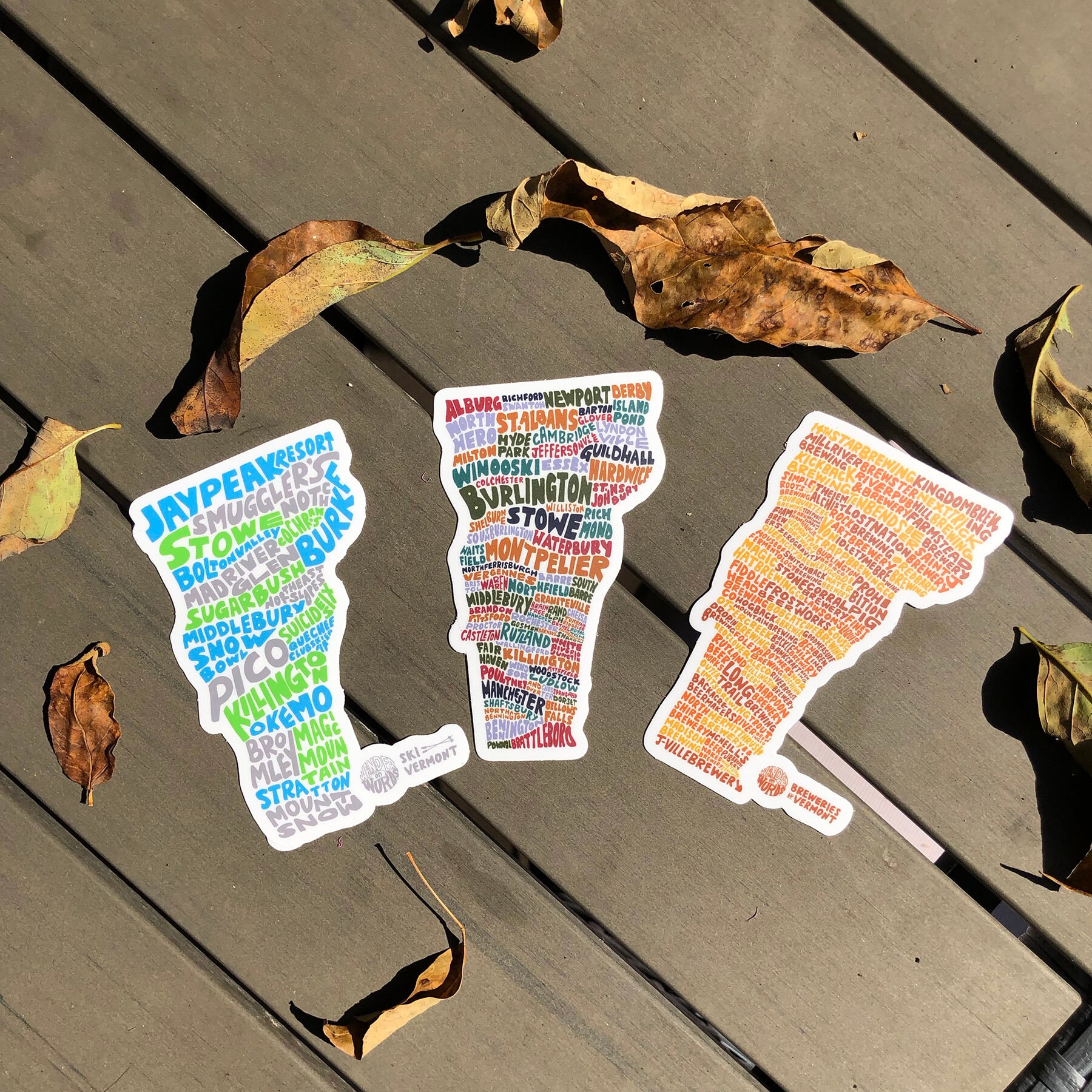 Hand-Lettered Towns of Vermont Sticker Vermont Shape Sticker | Etsy