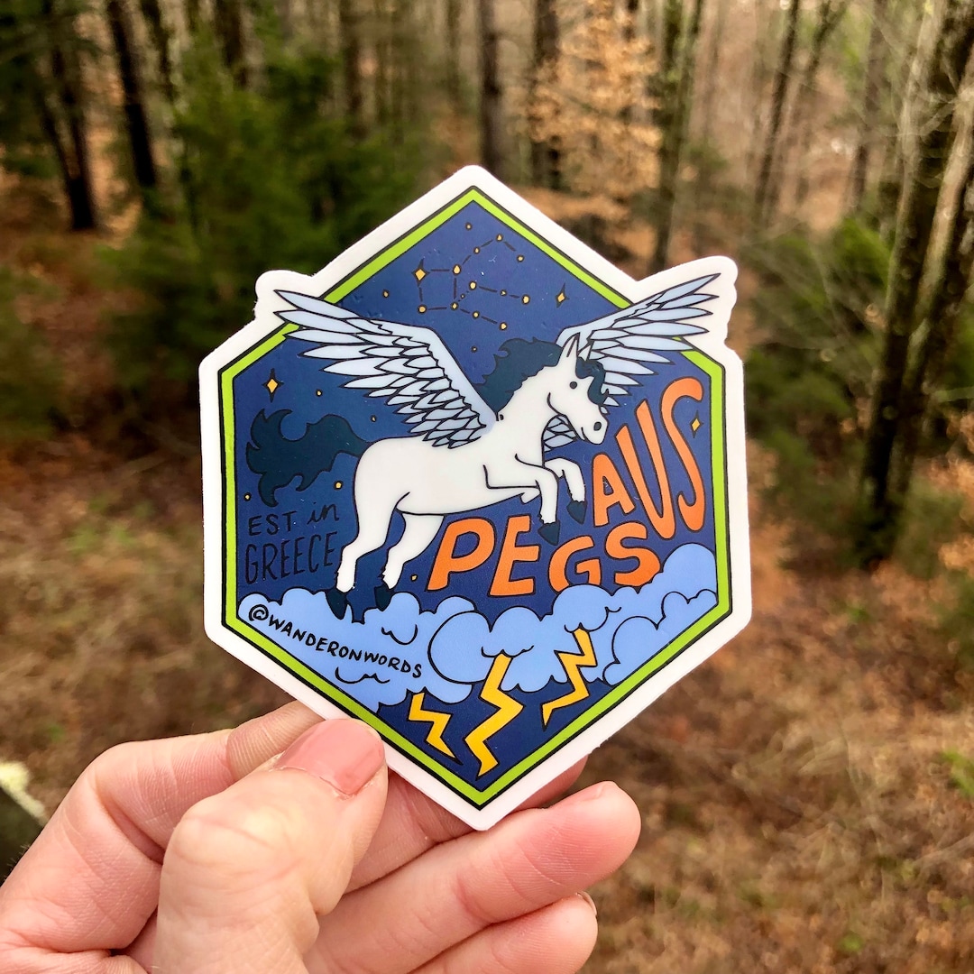 Hand-lettered Pegasus Sticker, Pegasus Art Sticker, Mythological ...