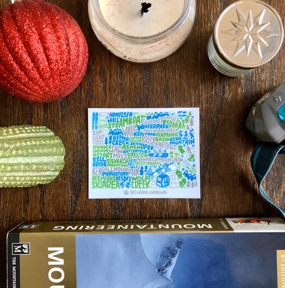 Hand-lettered Ski Colorado Sticker, Colorado Sticker, Ski and Ride ...