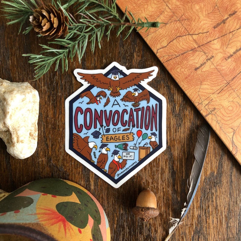 Convocation of Eagles Sticker, Animal Collective Noun Sticker, Eagle ...