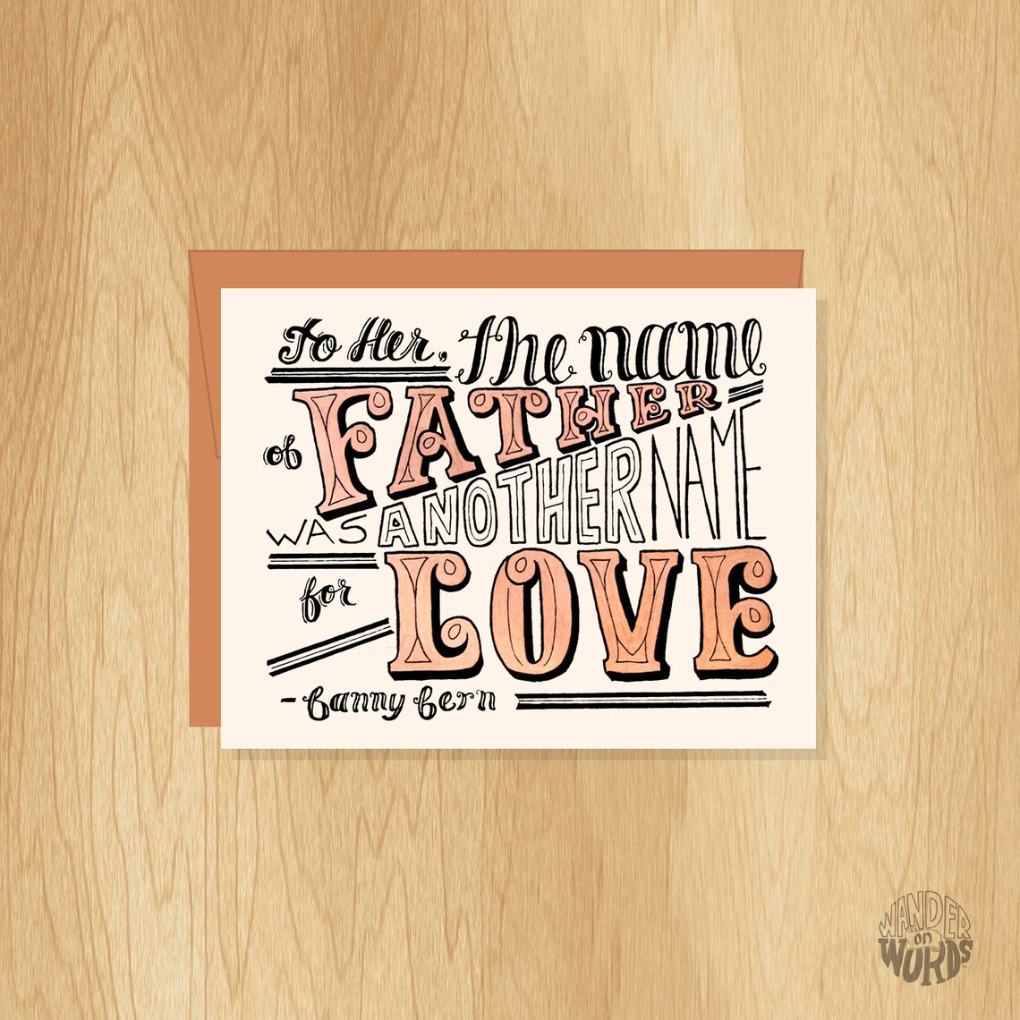 Hand-lettered Father's Love Card Father's Day Card | Etsy