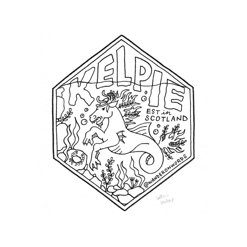 Hand-lettered Kelpie Sticker, Kelpie Art Sticker, Mythological Critter ...