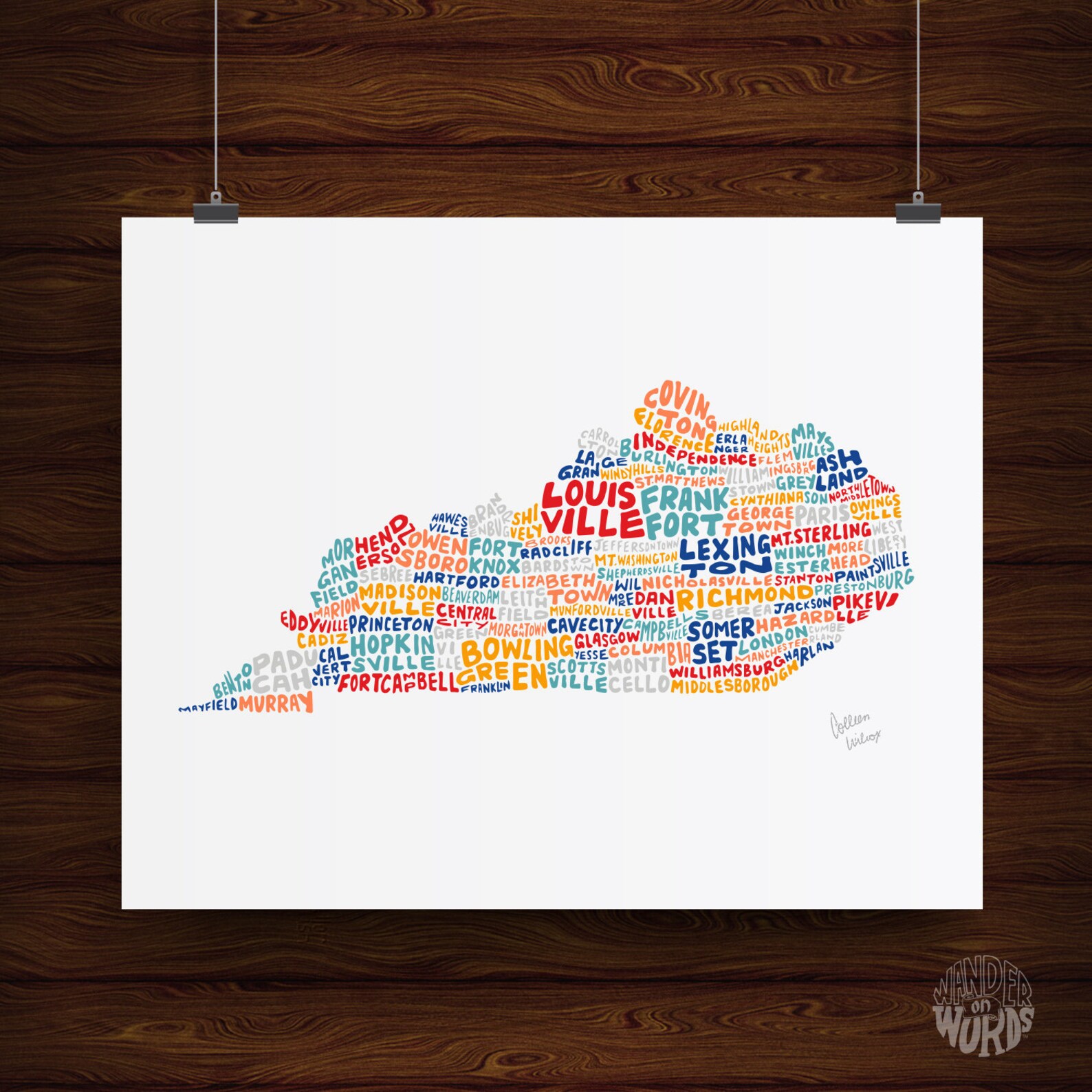 Hand-lettered Kentucky Print, Kentucky Artwork, Kentucky Gift, Kentucky ...