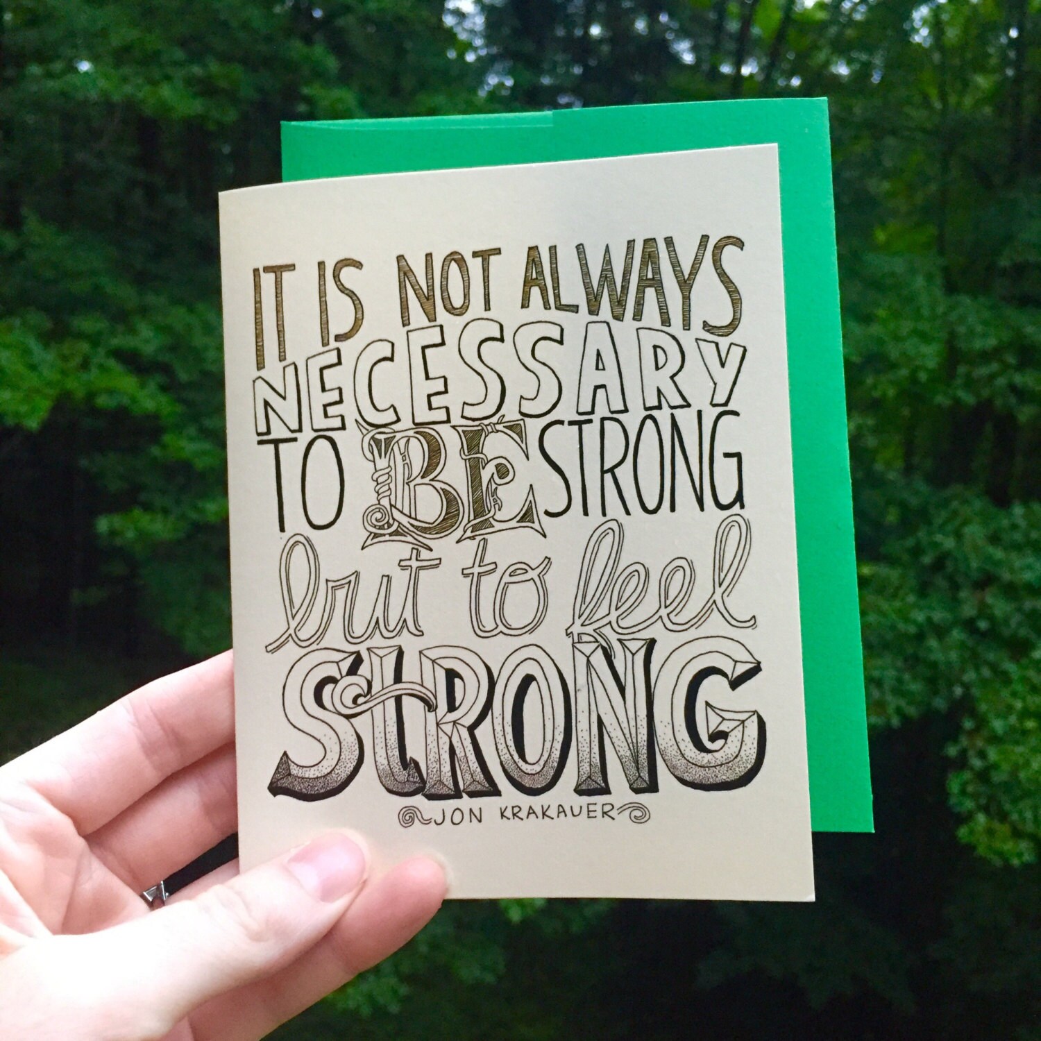 Hand-lettered Feel Strong Card Be Strong Card Jon Krakauer | Etsy