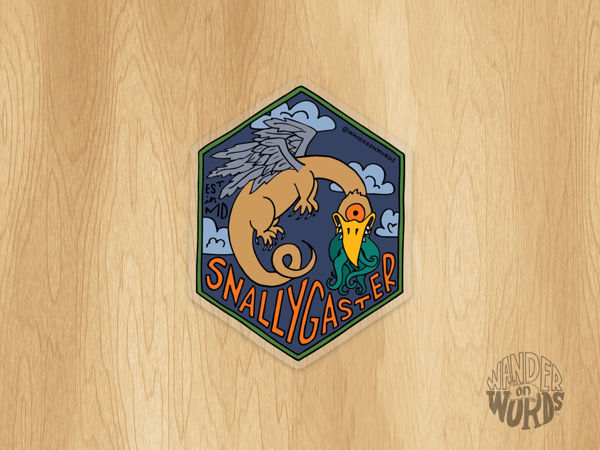 Hand-Lettered Snallygaster Sticker Maryland Critter Sticker | Etsy