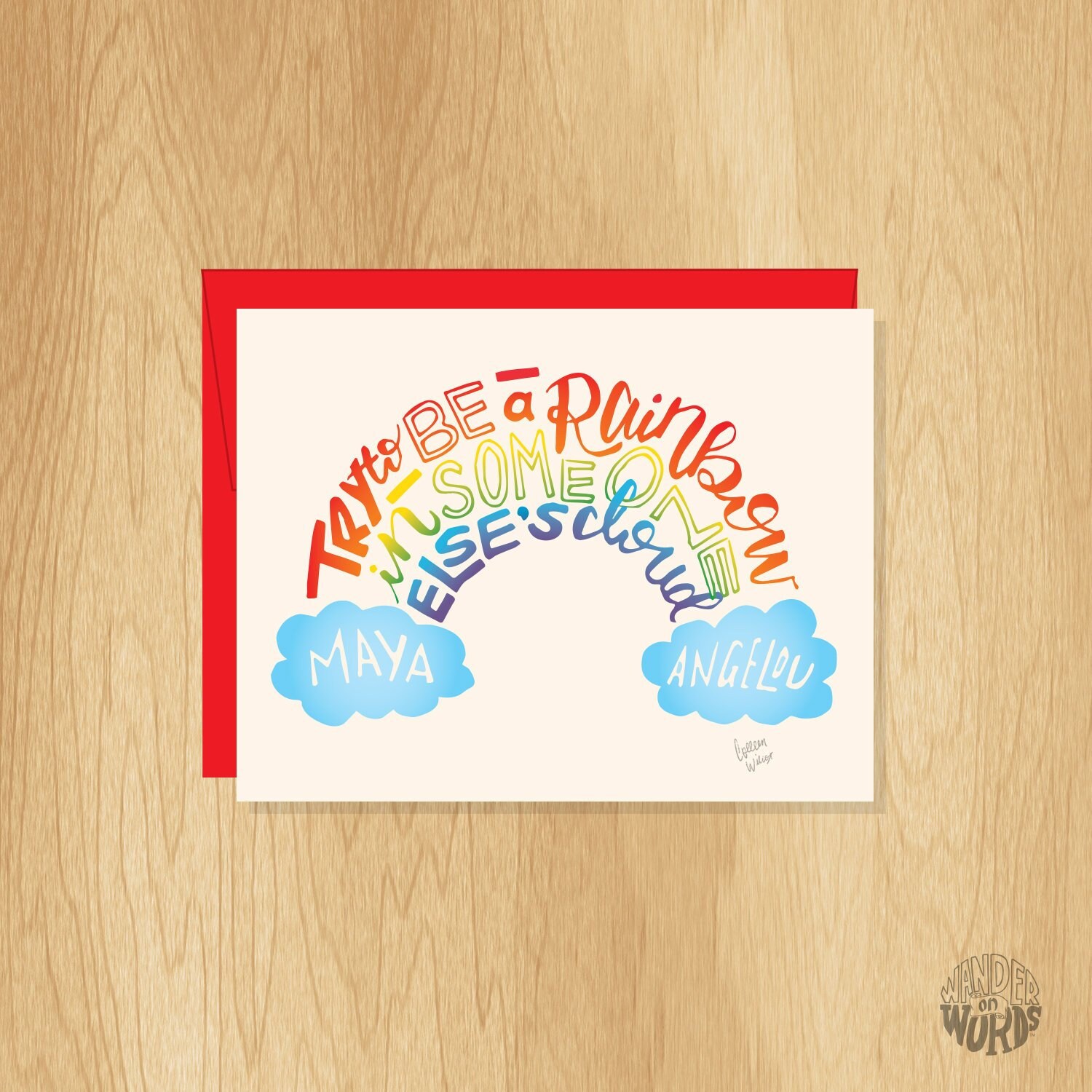 Hand-lettered Rainbow Card Inspirational Card Rainbow Shape | Etsy