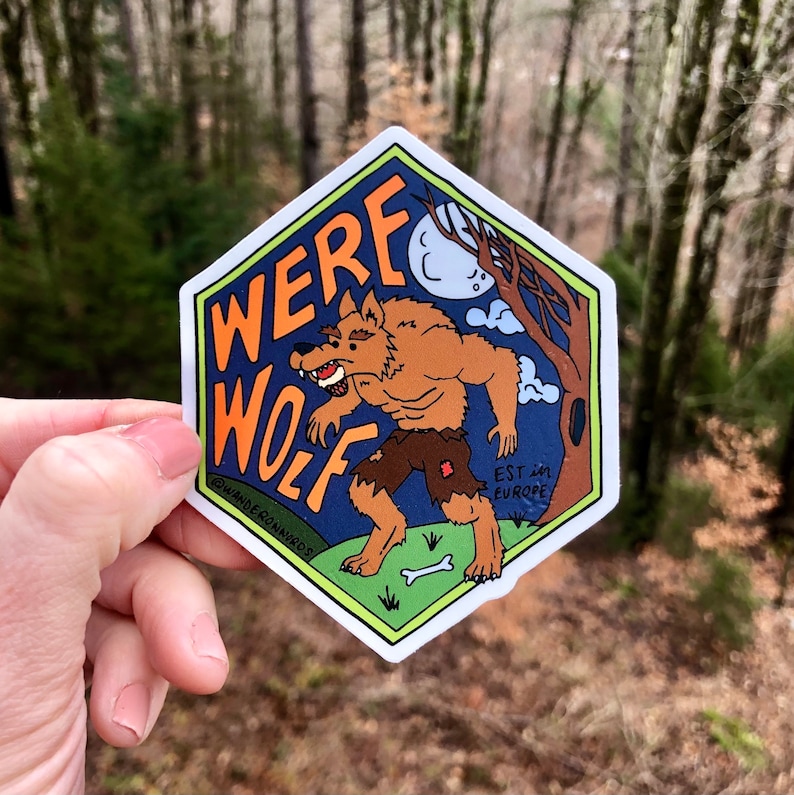Hand-lettered Werewolf Sticker Werewolf Art Sticker - Etsy