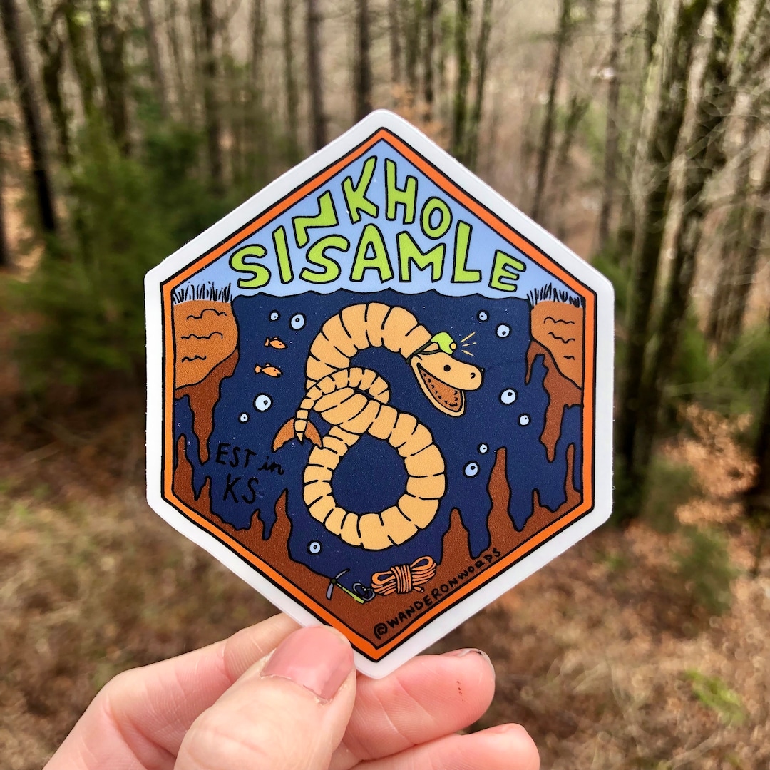 Hand-lettered Sinkhole Sam Sticker, Sinkhole Sam Art, Mythological ...
