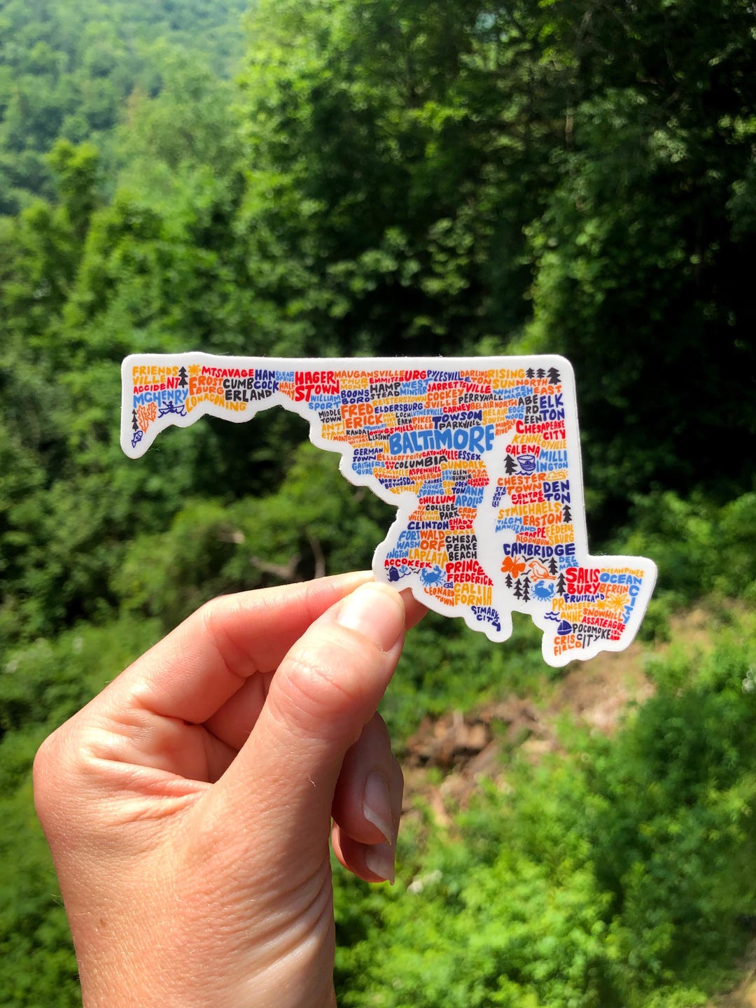 Hand-lettered Towns of Maryland Sticker, Maryland Map Sticker, Maryland ...