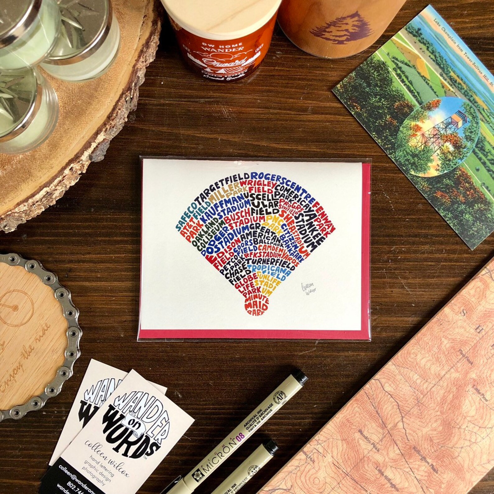 Hand-lettered Baseball Card, Baseball Fields Card, Blank Card, Baseball ...