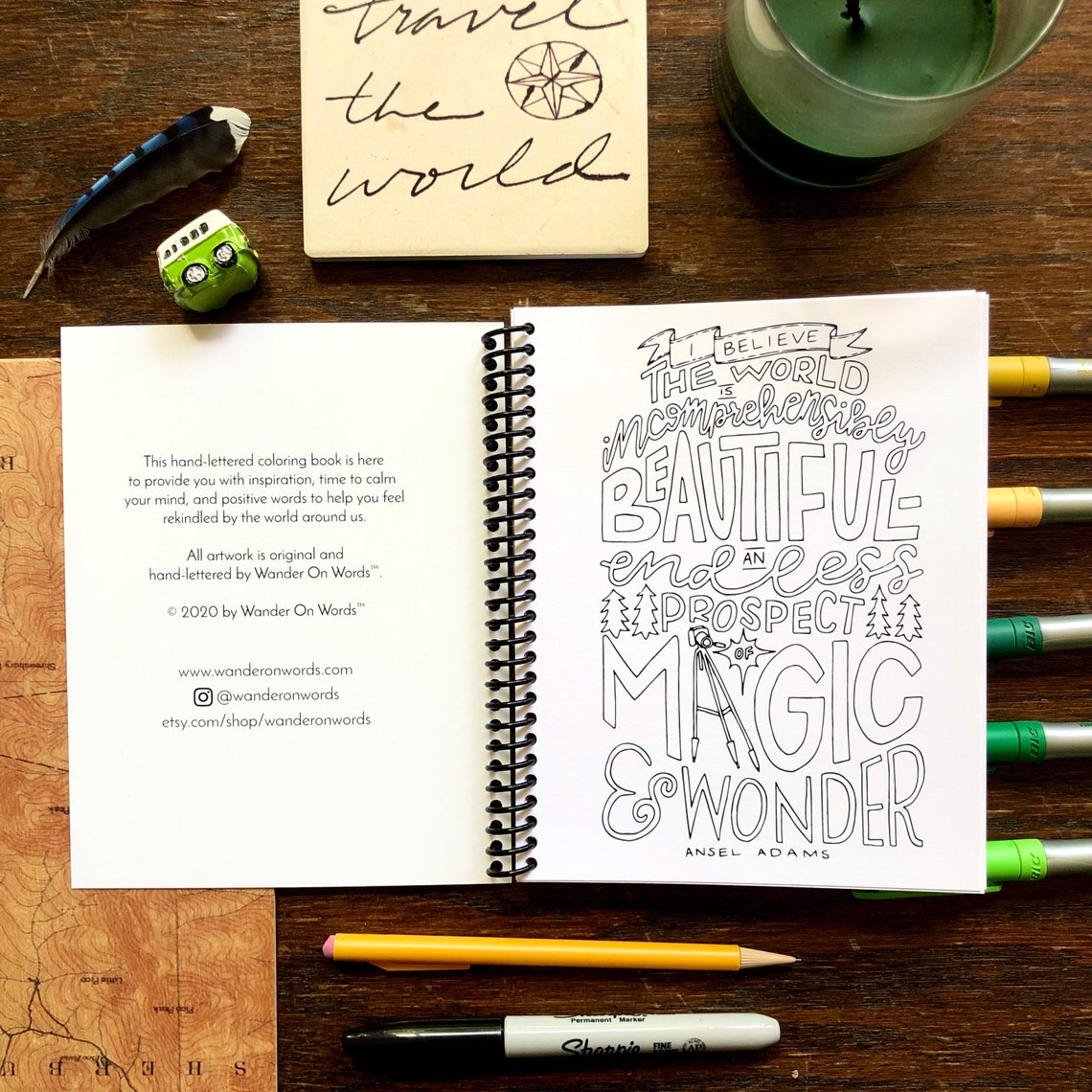 Hand-lettered Eutierra Wander on Words Coloring Book, Inspirational ...