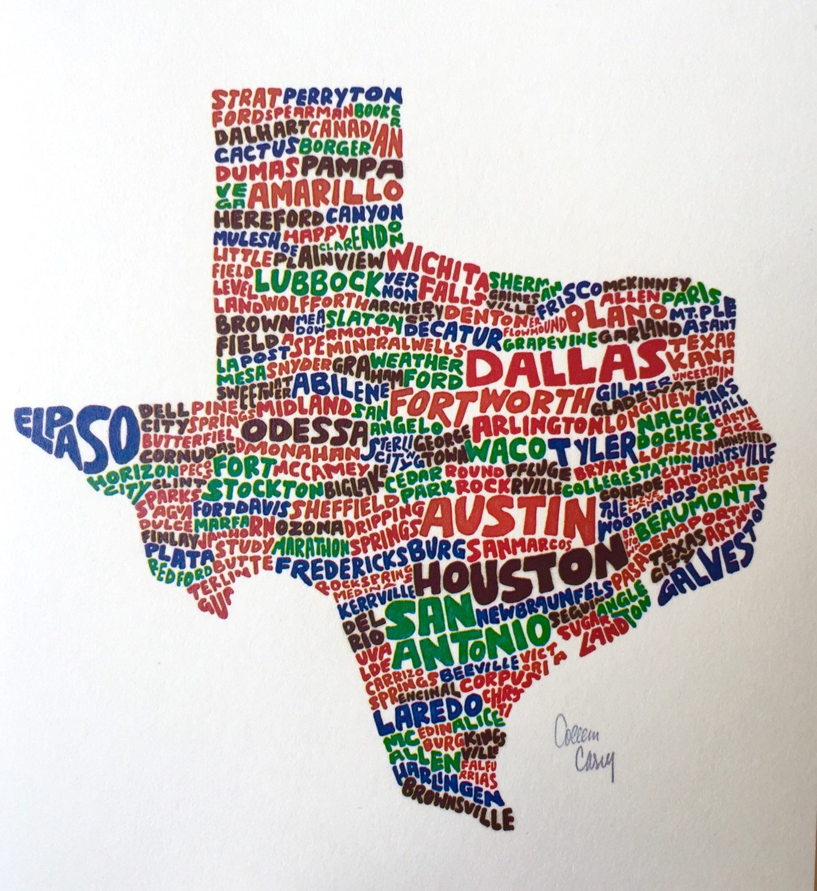 Hand-lettered Texas Print, Texas Artwork, Texas Gift, Texas Design ...
