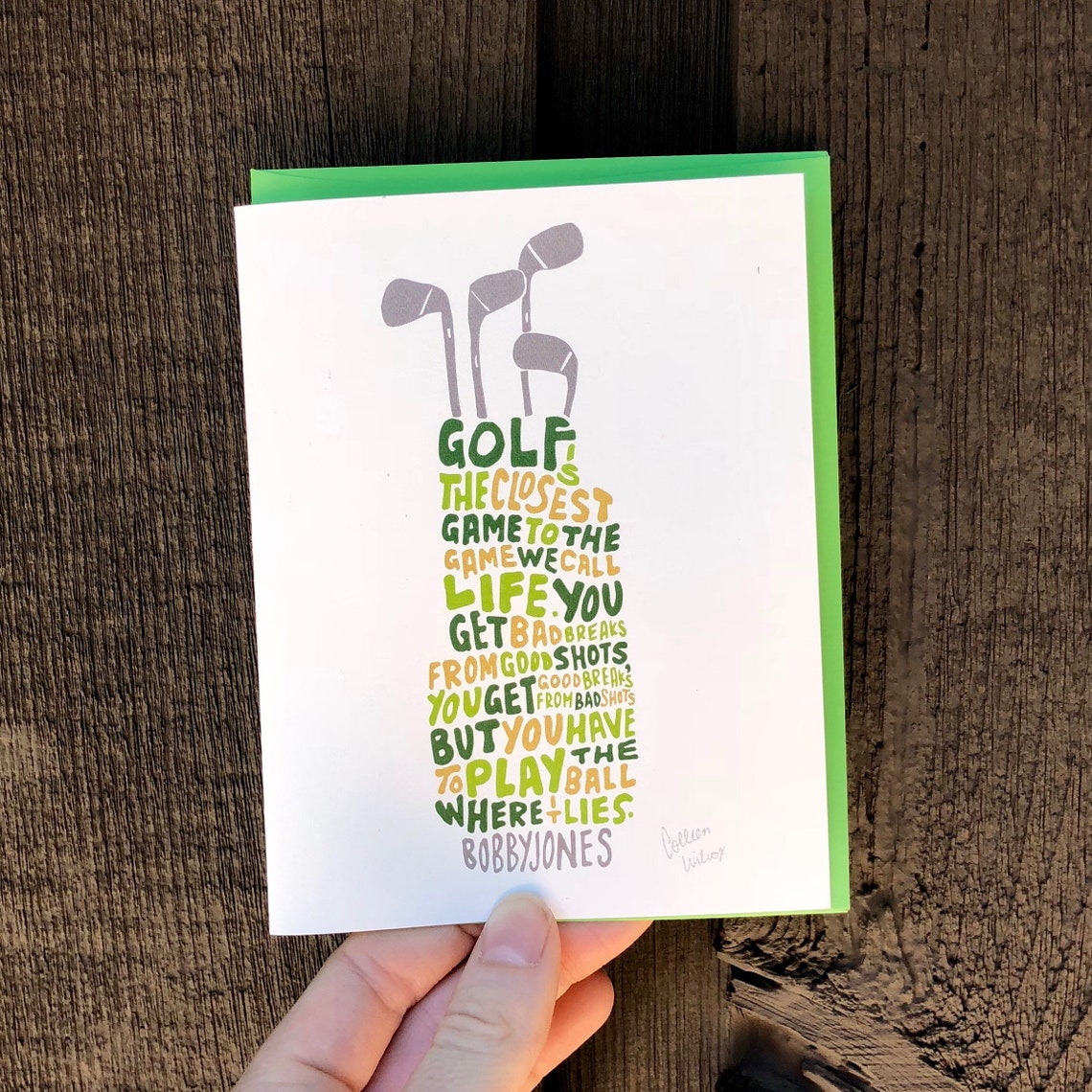 Hand-lettered Inspirational Golf Card Golf Shape Card Golf - Etsy