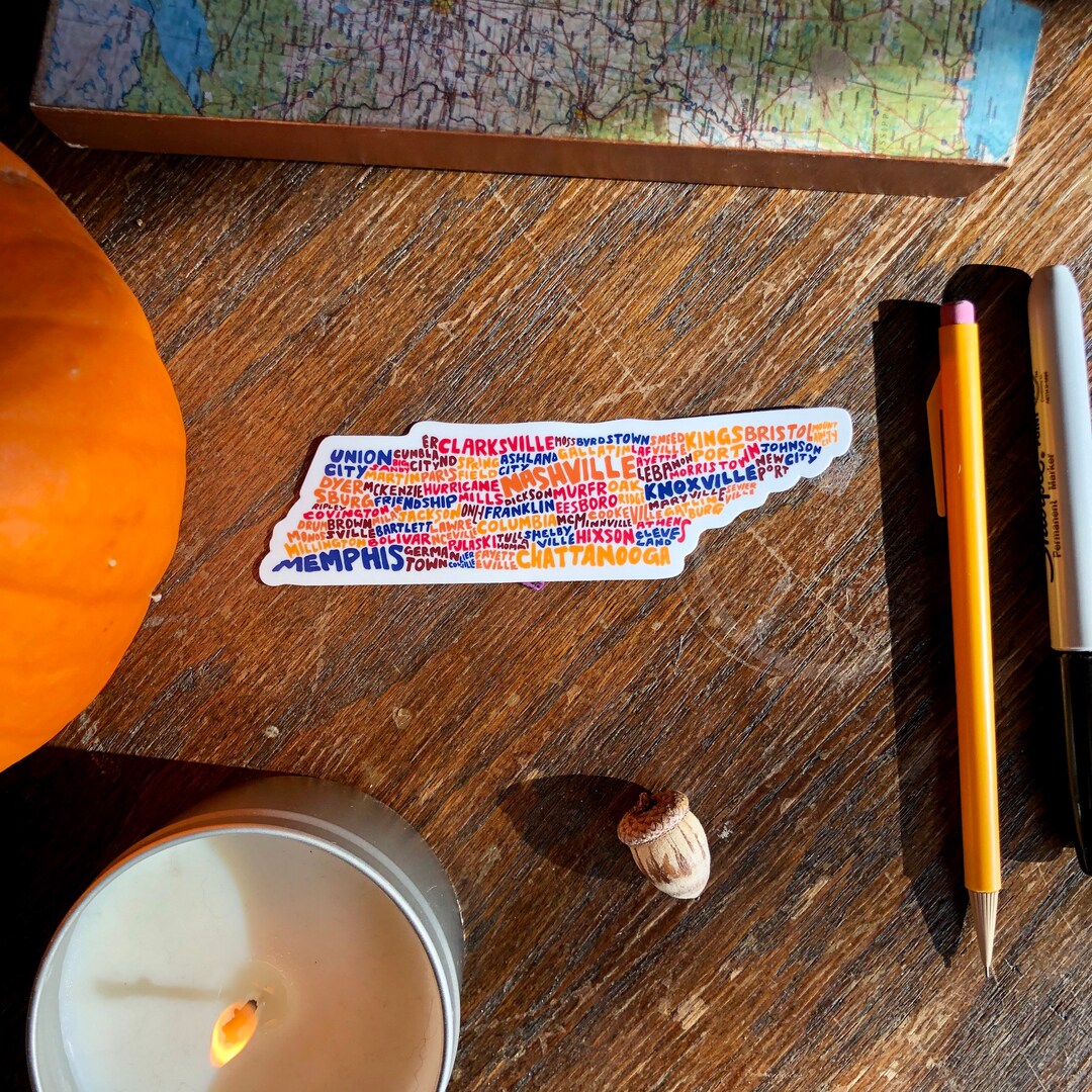 Hand-lettered Tennessee Sticker, Tennessee Shape Sticker, Tennessee ...