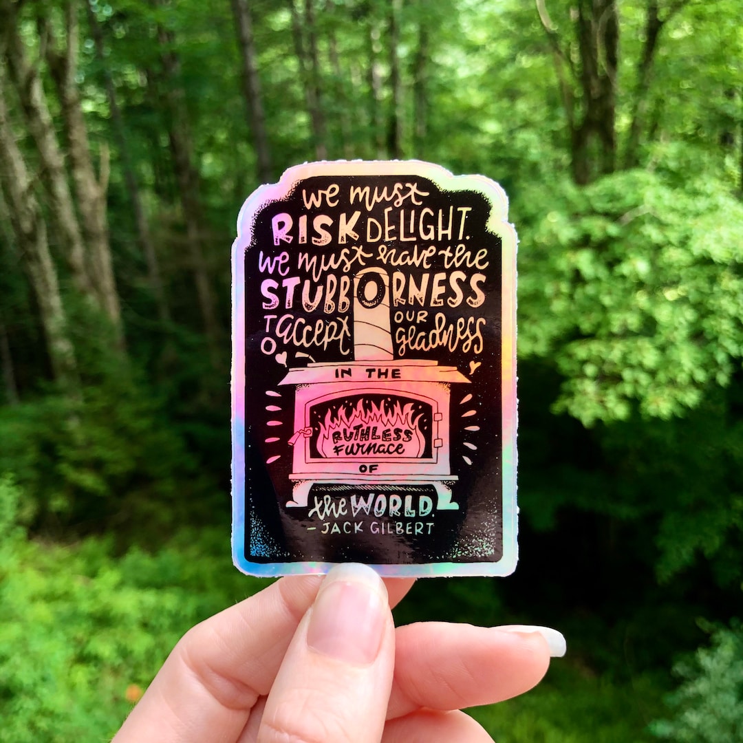 Hand-lettered Risk Delight Sticker, Inspirational Holographic Sticker ...