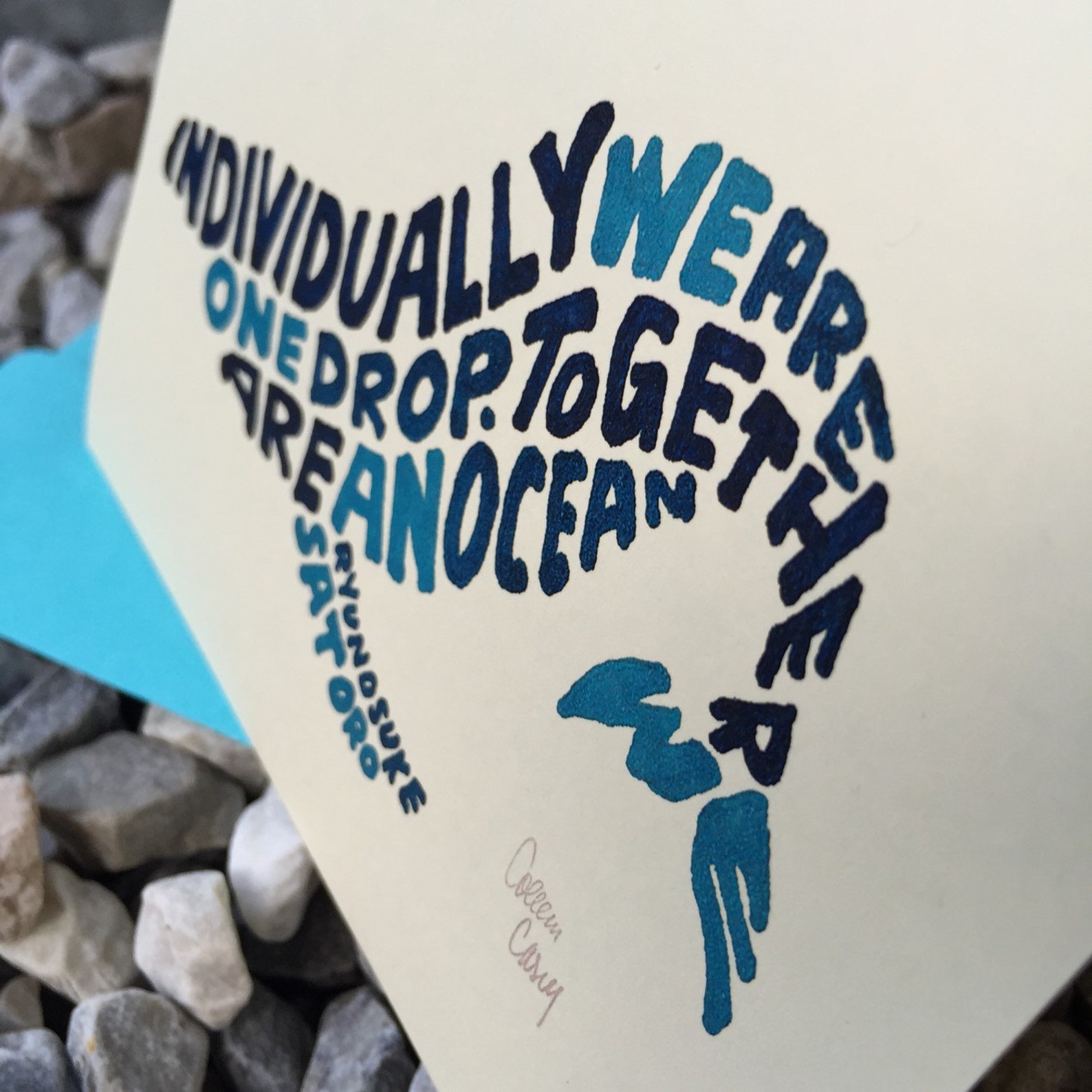 Hand-lettered Ocean Whale Shape Card, Ocean Card, Love Card ...