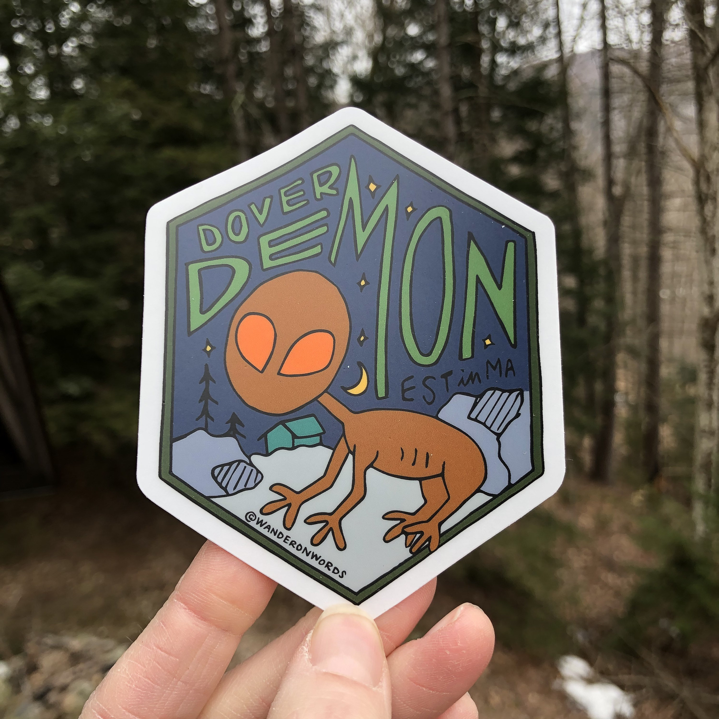Hand-Lettered Dover Demon Sticker Massachusetts Sticker | Etsy