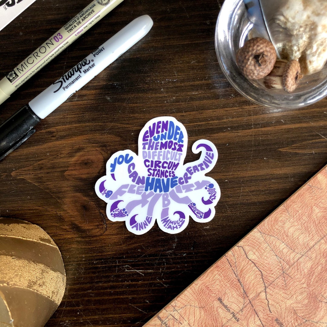 Hand-lettered Octopus Sticker, Inspirational Sticker, Creativity ...