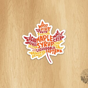 Hand-lettered Maple Syrup Leaf Sticker, Maple Sticker, Vermont Sticker ...