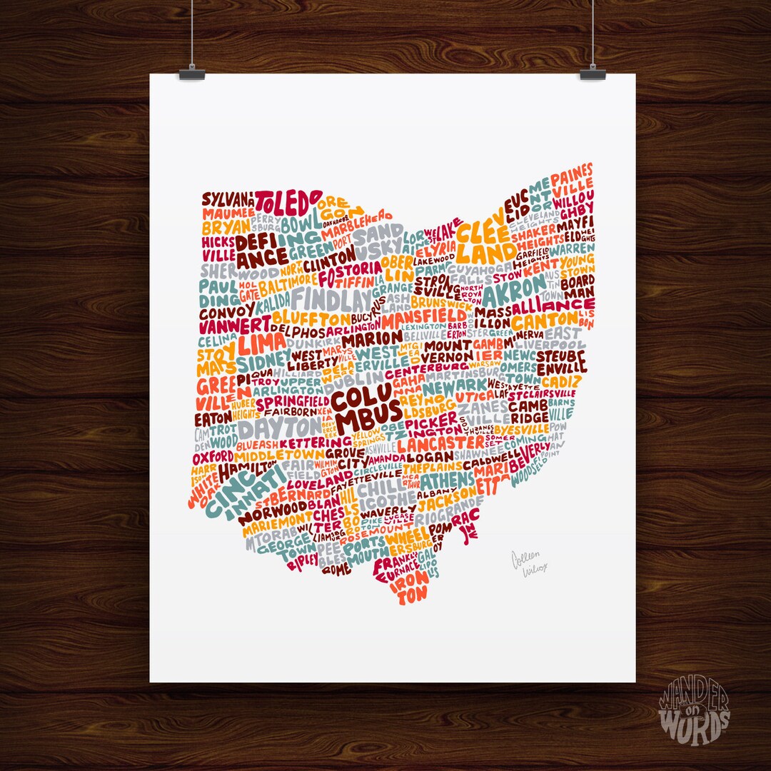 Hand-lettered Ohio Print, Ohio Artwork, Ohio Gift, Ohio Design, Ohio ...