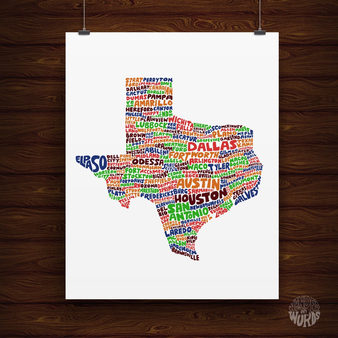 Hand-lettered Texas Print, Texas Artwork, Texas Gift, Texas Design ...