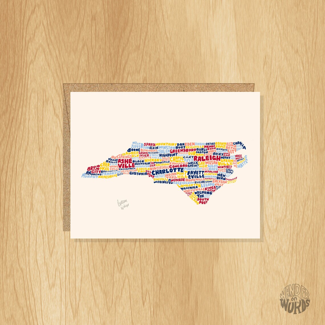 Hand-lettered North Carolina Card North Carolina Gift North | Etsy