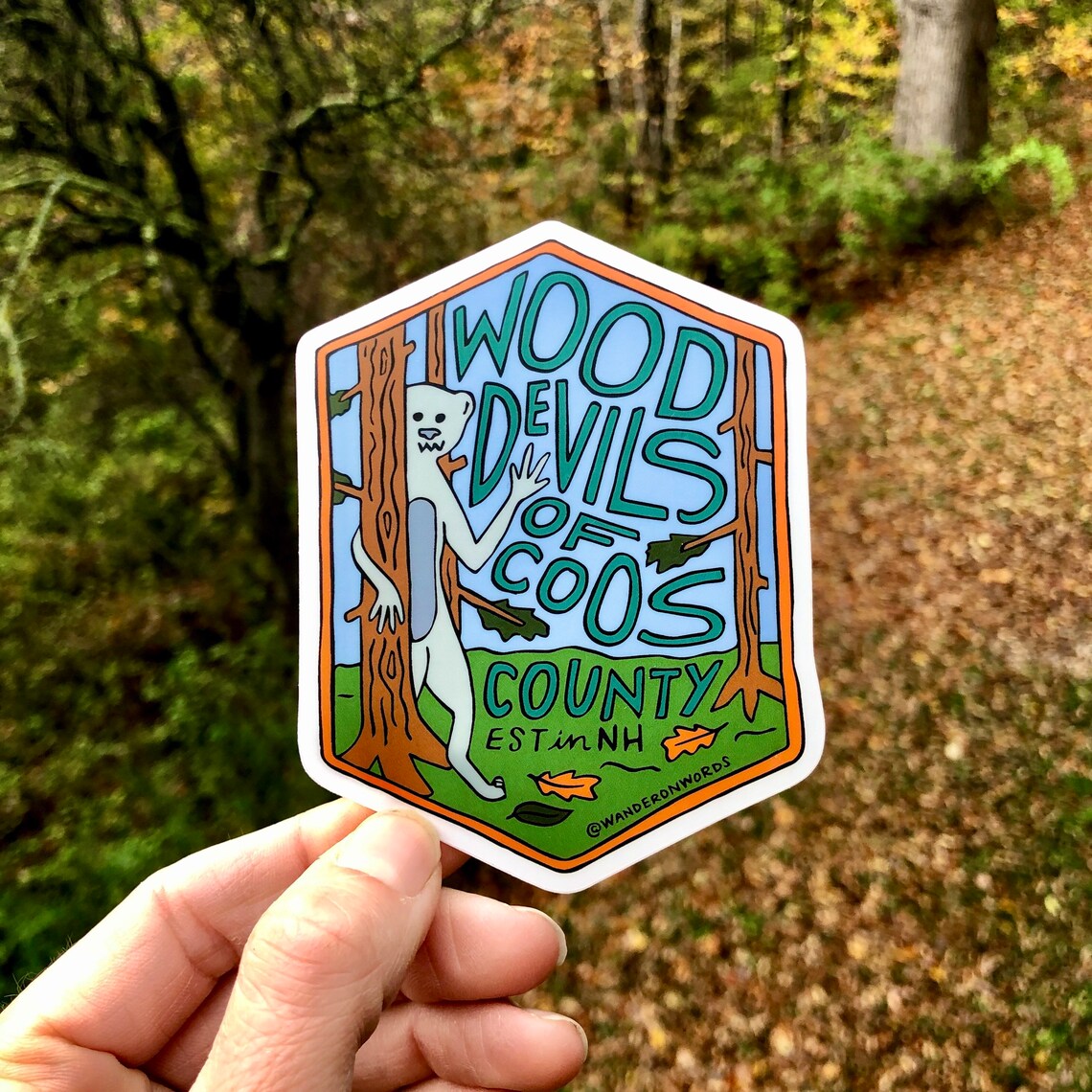 Hand-lettered Wood Devils of Coos County Sticker, New Hampshire Sticker ...