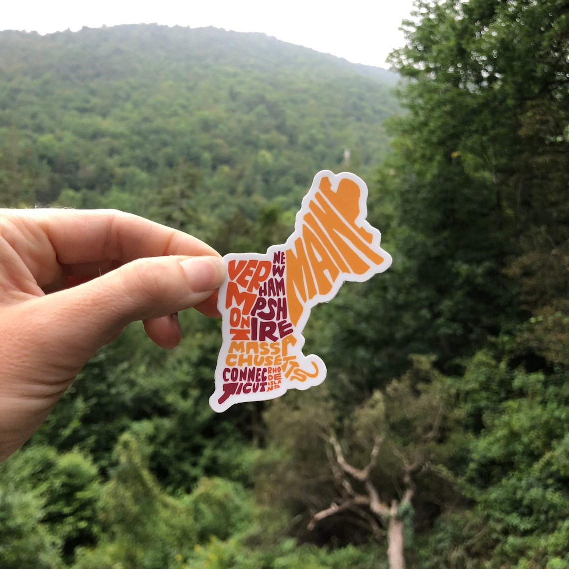 Hand-lettered New England Sticker, New England Shape Sticker, New ...