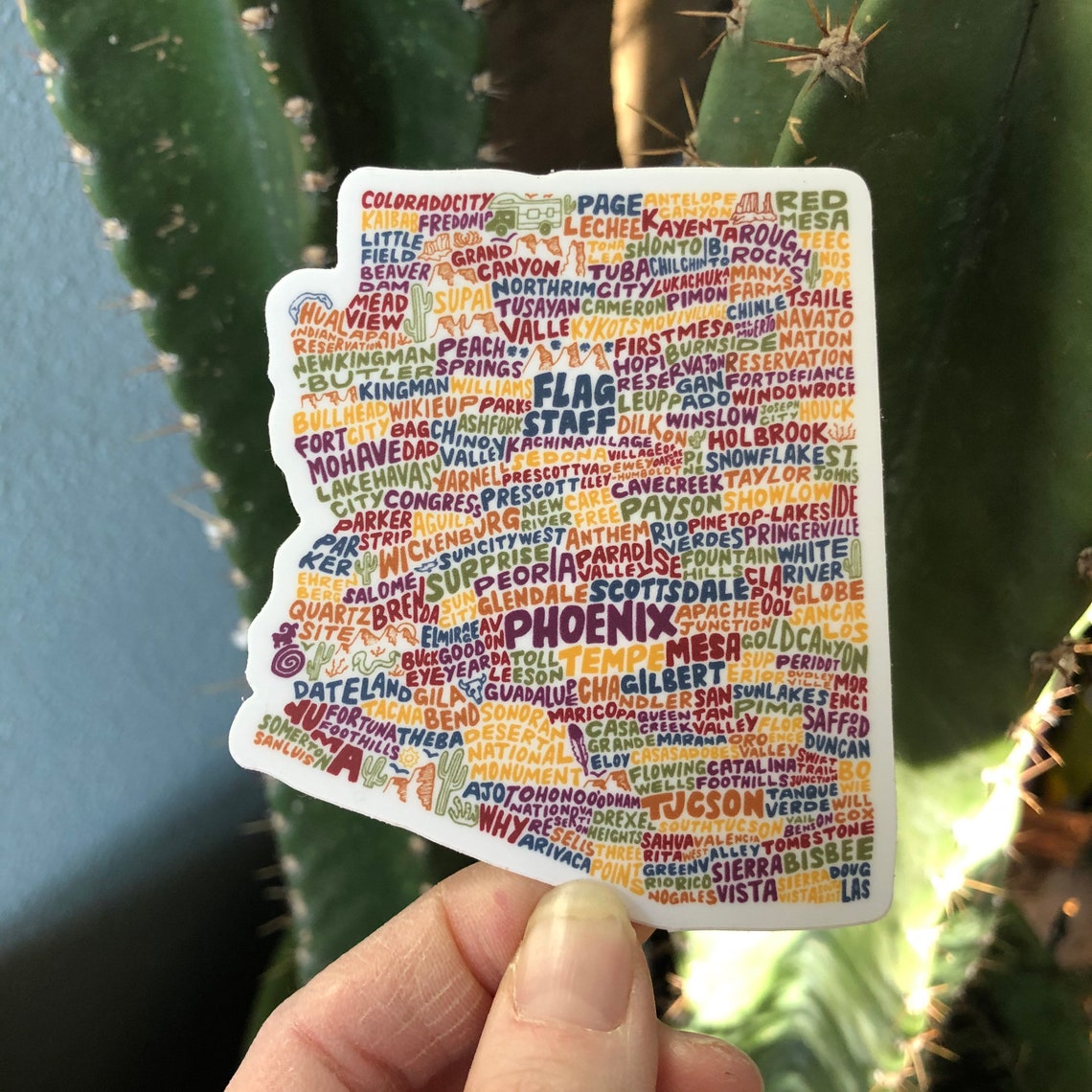 Hand-lettered Arizona Sticker, Arizona Shape Sticker, AZ Sticker ...