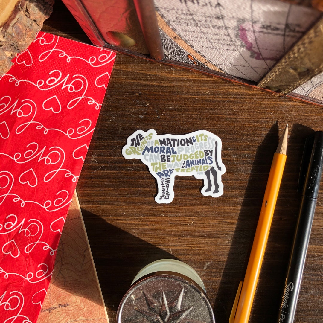 Hand-lettered Cow Sticker, Inspirational Sticker, Animal Sticker ...